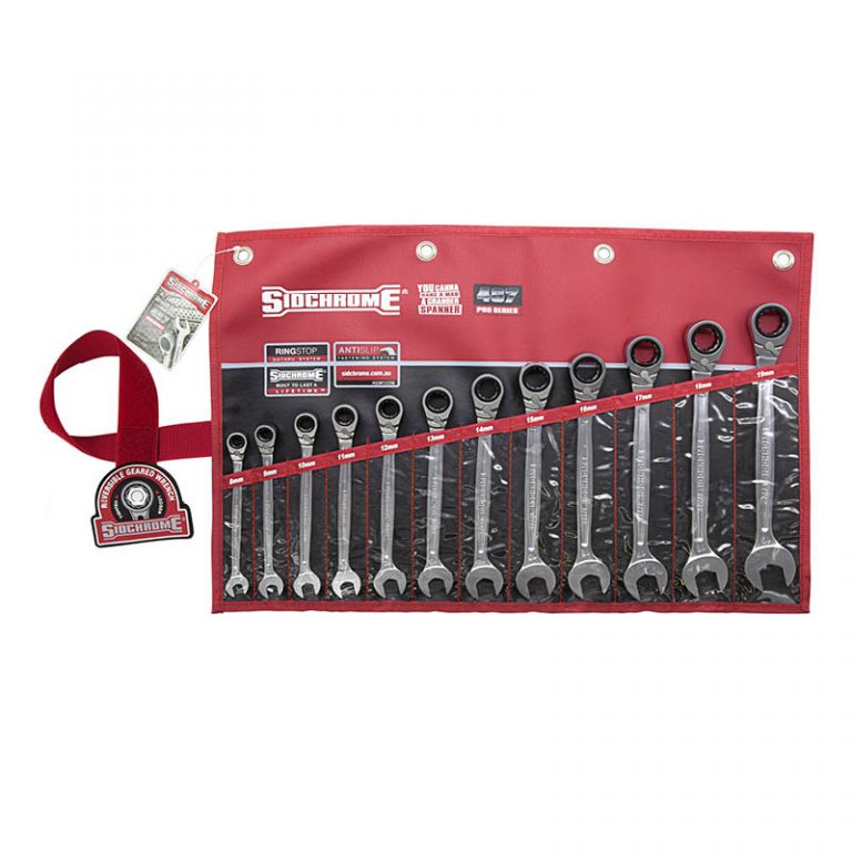 Sidchrome geared spanner set - 12 piece