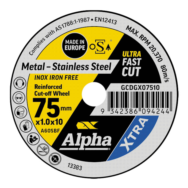 Alpha gold series cutting discs - for stainless steel